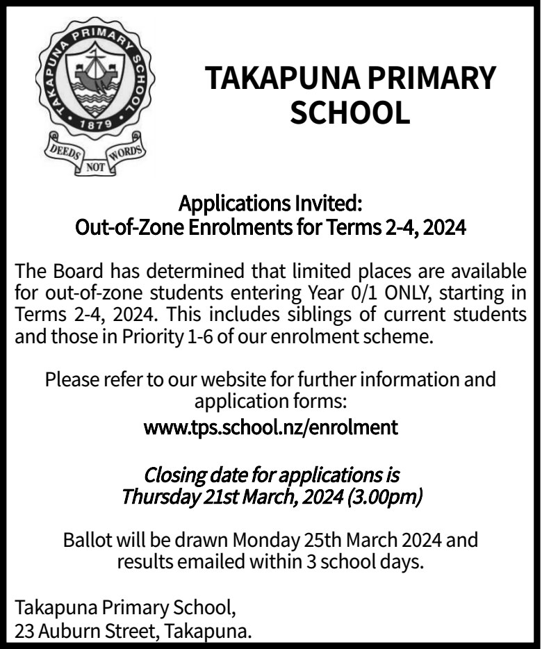 Enrolment – Takapuna Primary School